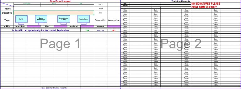 OPL – One Point Lesson Template – Free Download – Enhancing Your ...
